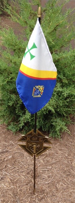 Memorial Grave Marker with KofC Flag - Knights of Columbus Supplies
