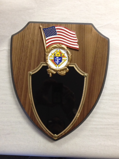U.S. Flag Plaque with Emblem of the Order - Knights of Columbus Supplies