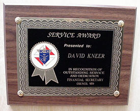 Service Award Plaque - Knights of Columbus Supplies